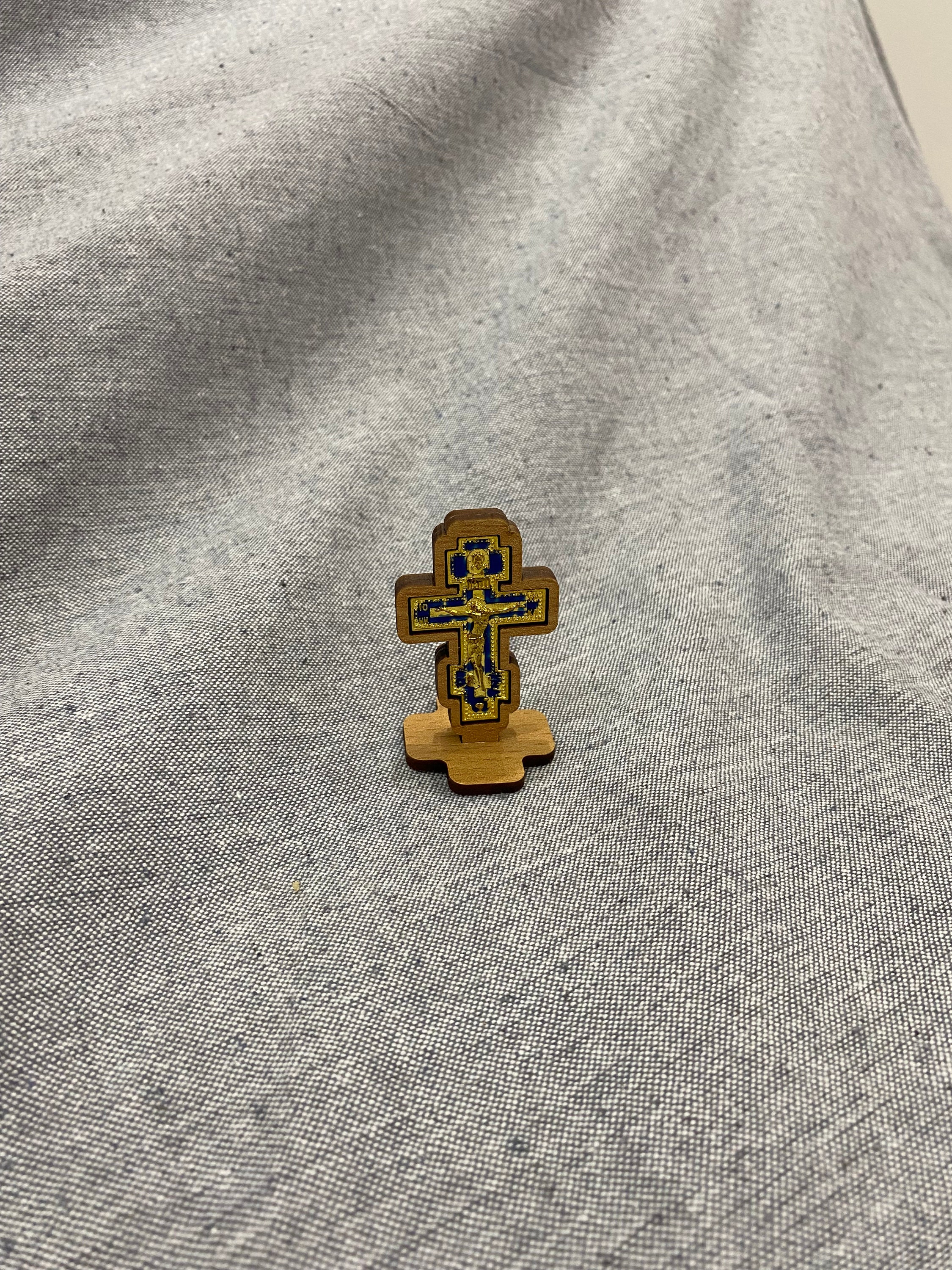 Orthodox Wooden Cross With Jesus Christ (gold and Blue) - Etsy