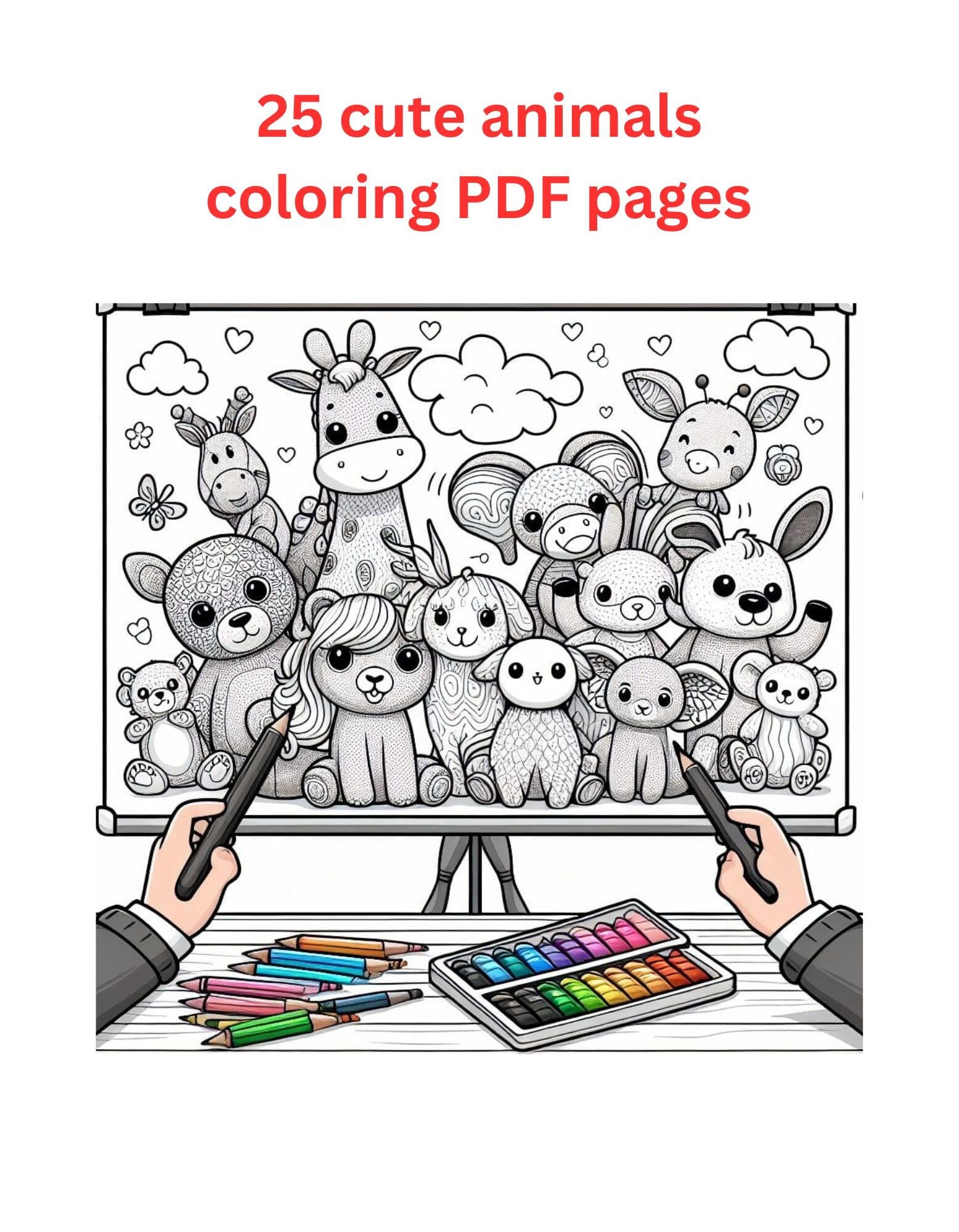 25 Coloring Pages Animals for Kids. Printable Educational Pages - Etsy