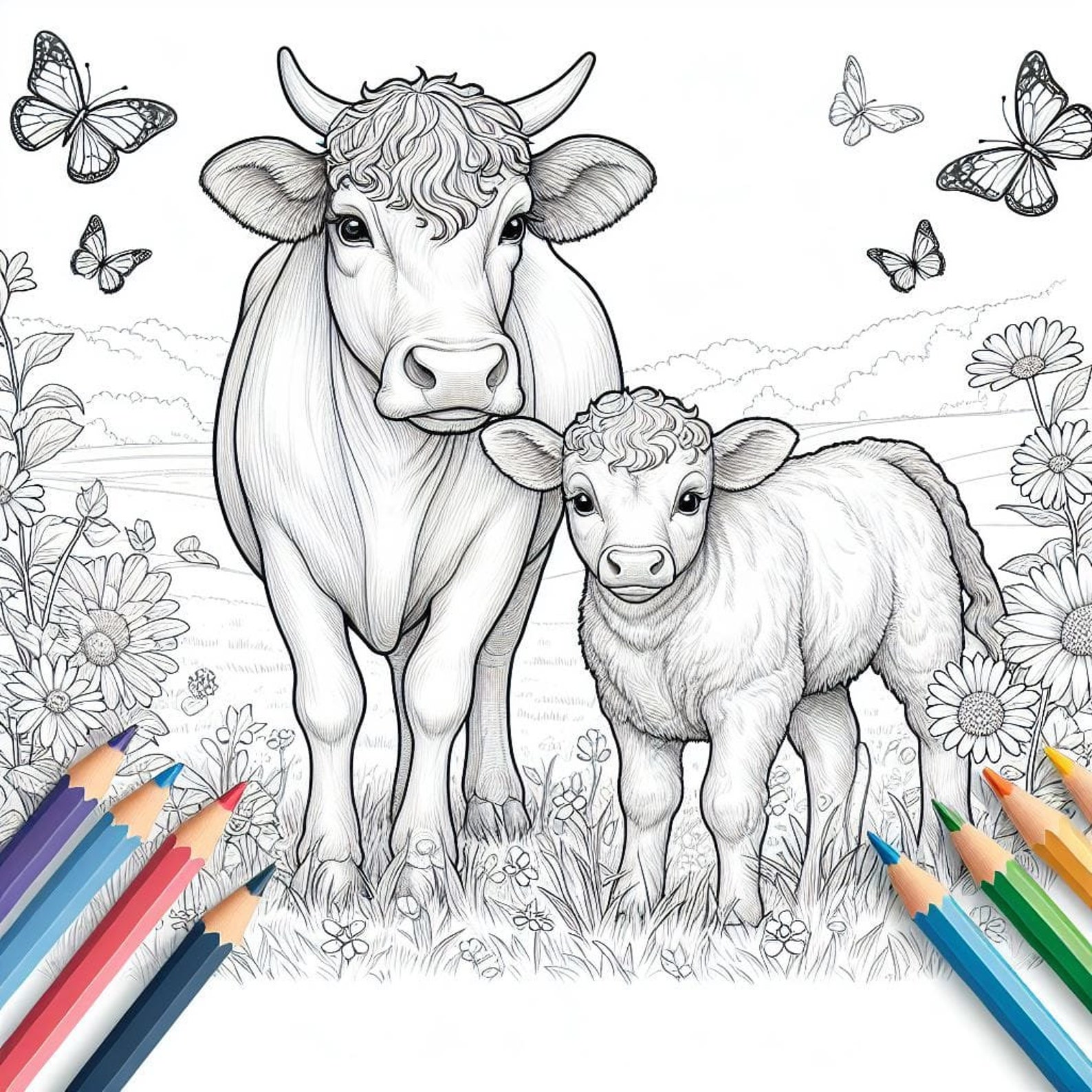 20 Pages of Farm Animals for Coloring - Etsy