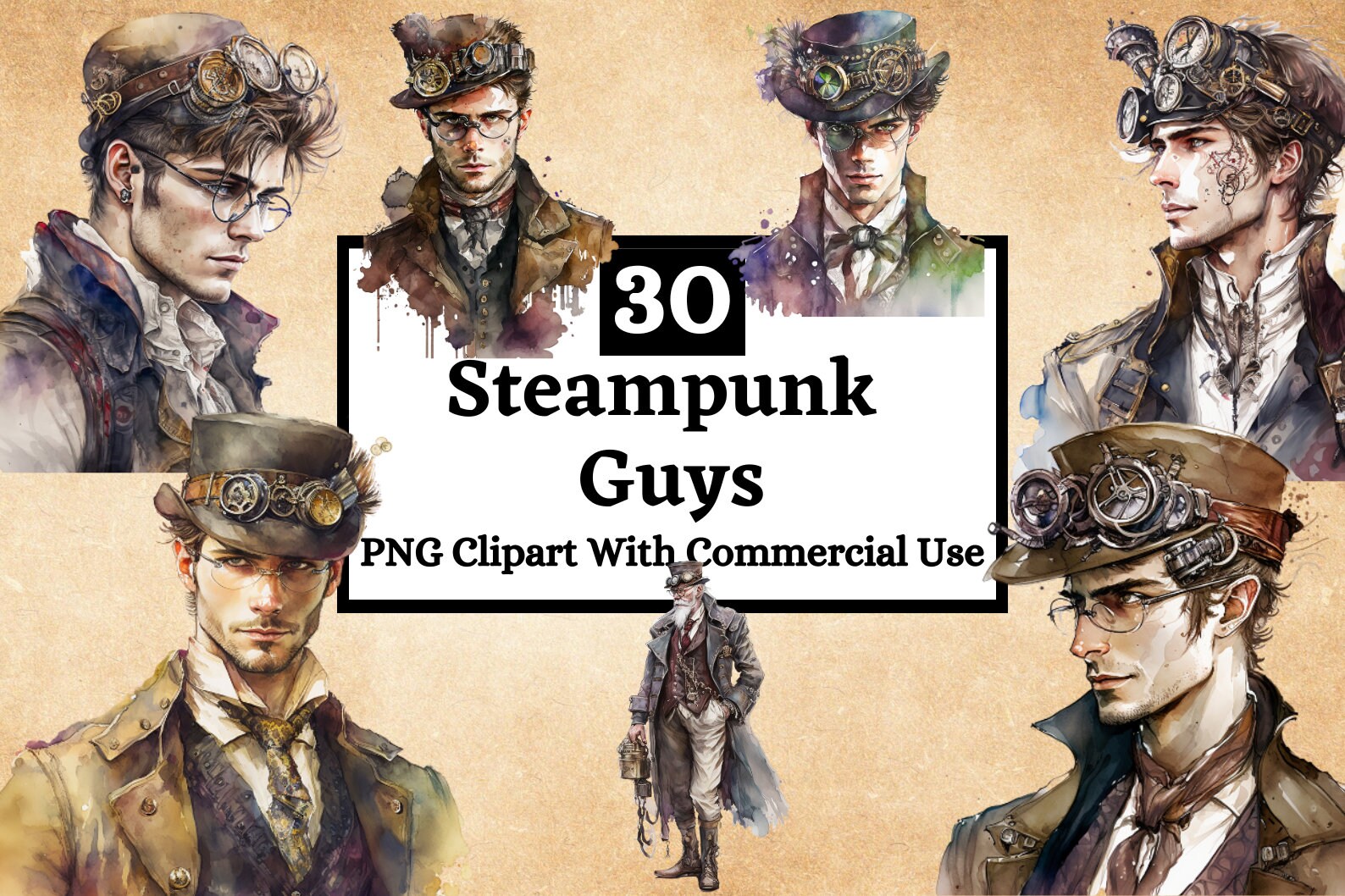 Steampunk Guy Clipart PNG Watercolor Steampunk PNG Victorian - Etsy Canada