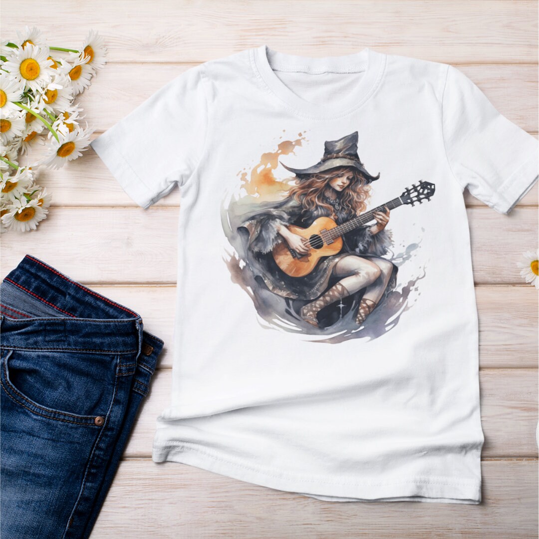 Musical Witch PNG Clipart Bundle Watercolor Printable Witches Graphics ...