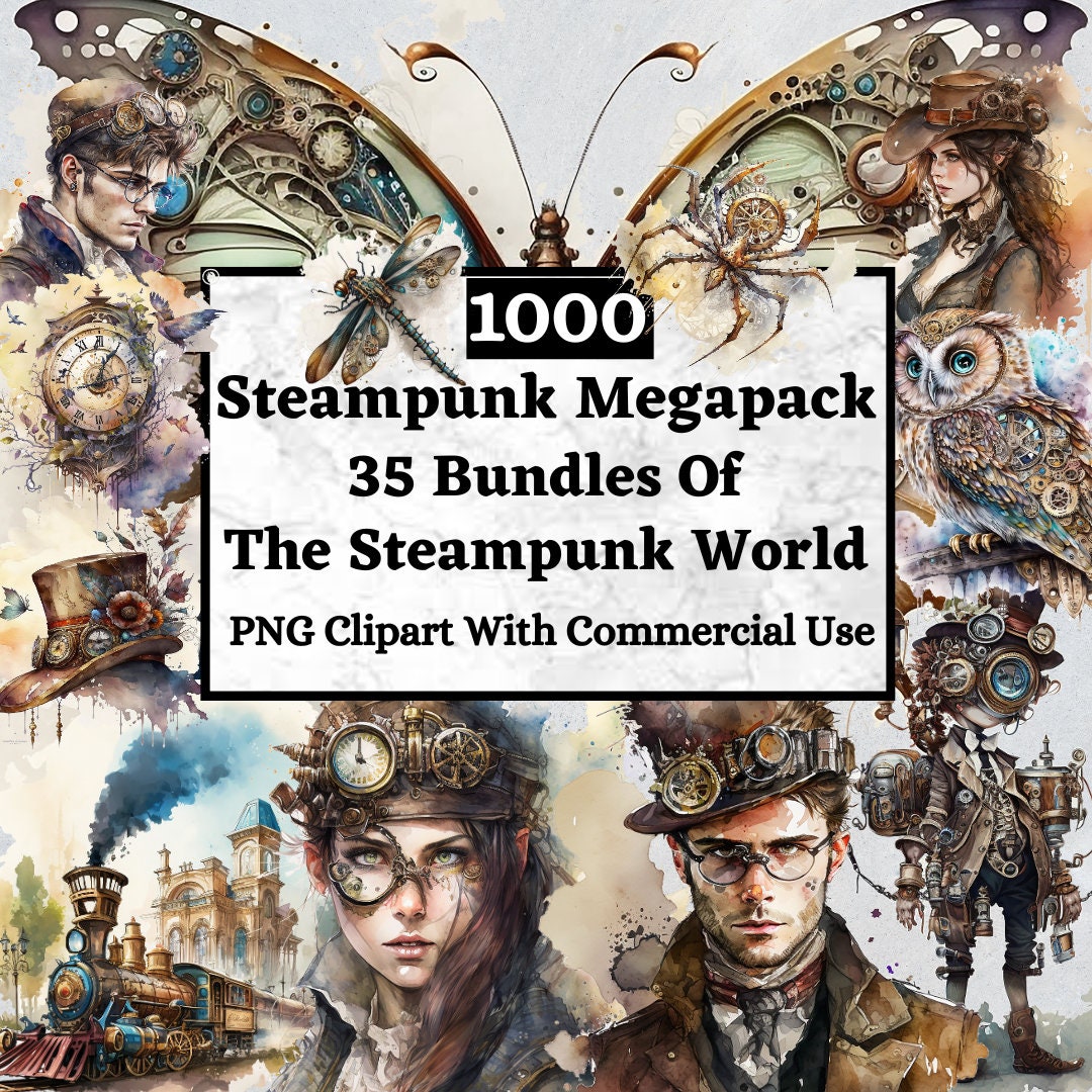 1000 Steampunk PNG Clipart Mega Pack Watercolor Transparent - Etsy ...
