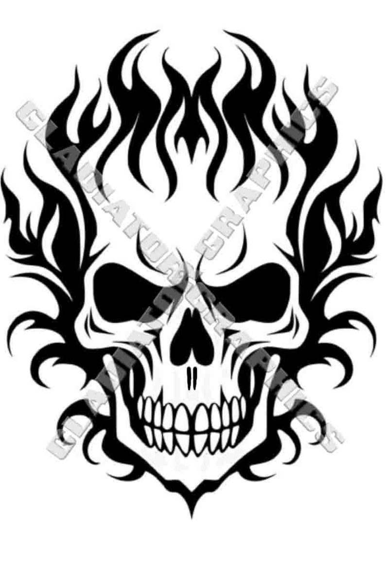 Flaming Skull Fairing Graphic - Etsy