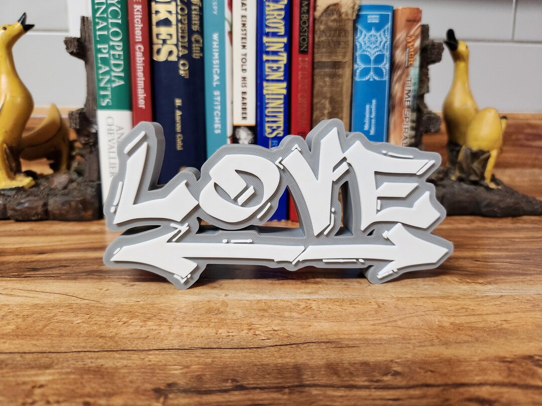 Love Graffiti 3D Printed Word Art - Gray and White - Etsy