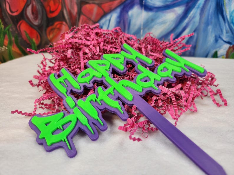 Graffiti Drip Cake Topper: Custom Color 3D Art - Etsy