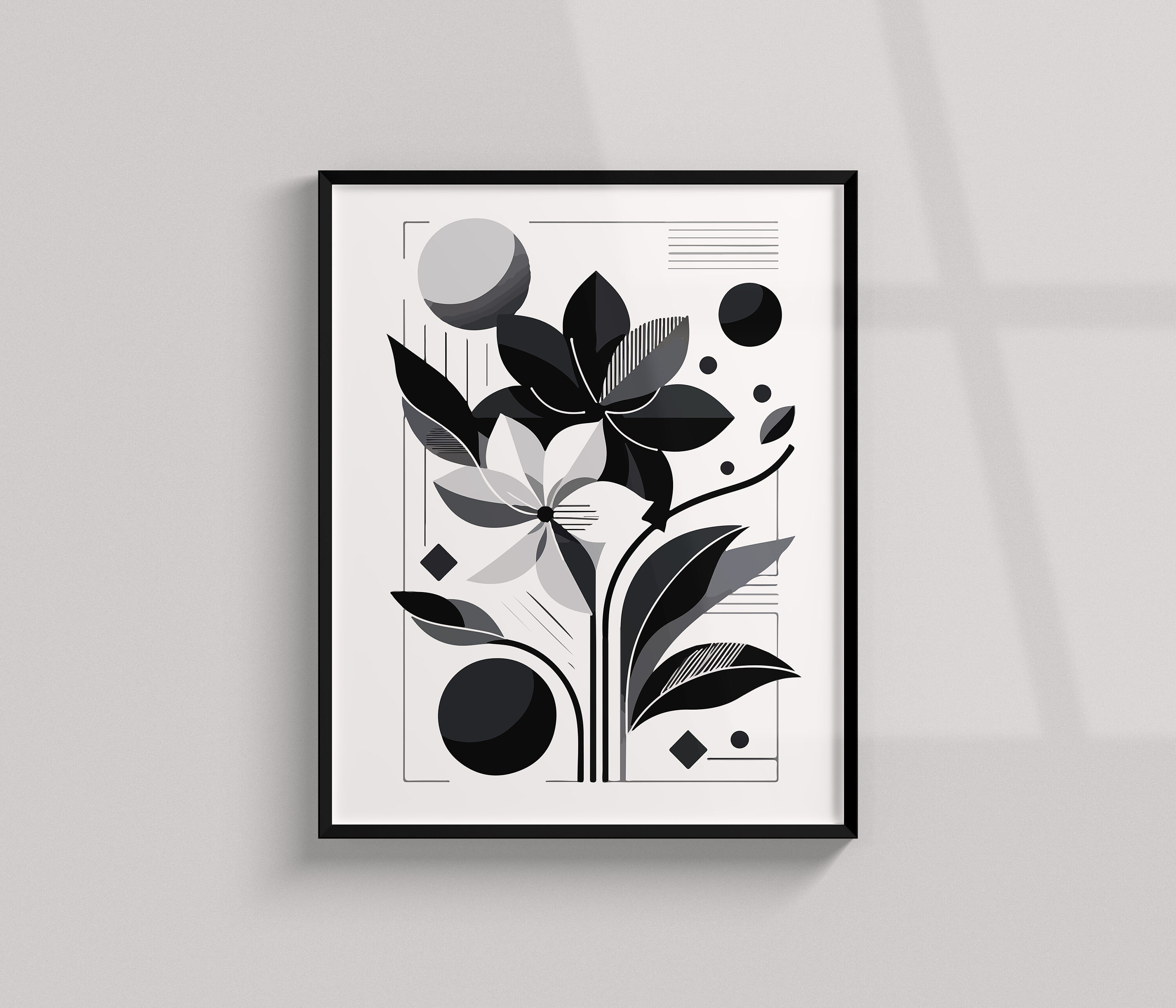 Digital Download Minimalist Black & White Flowers Art - Etsy