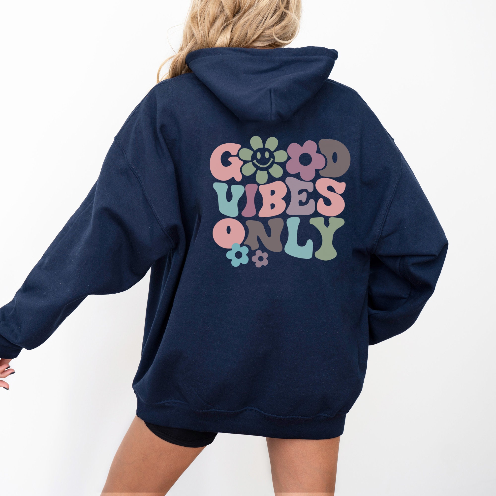 Good Vibes Only Hoodie, Hoodie mit Worten auf dem Rücken, Ästhetischer ...