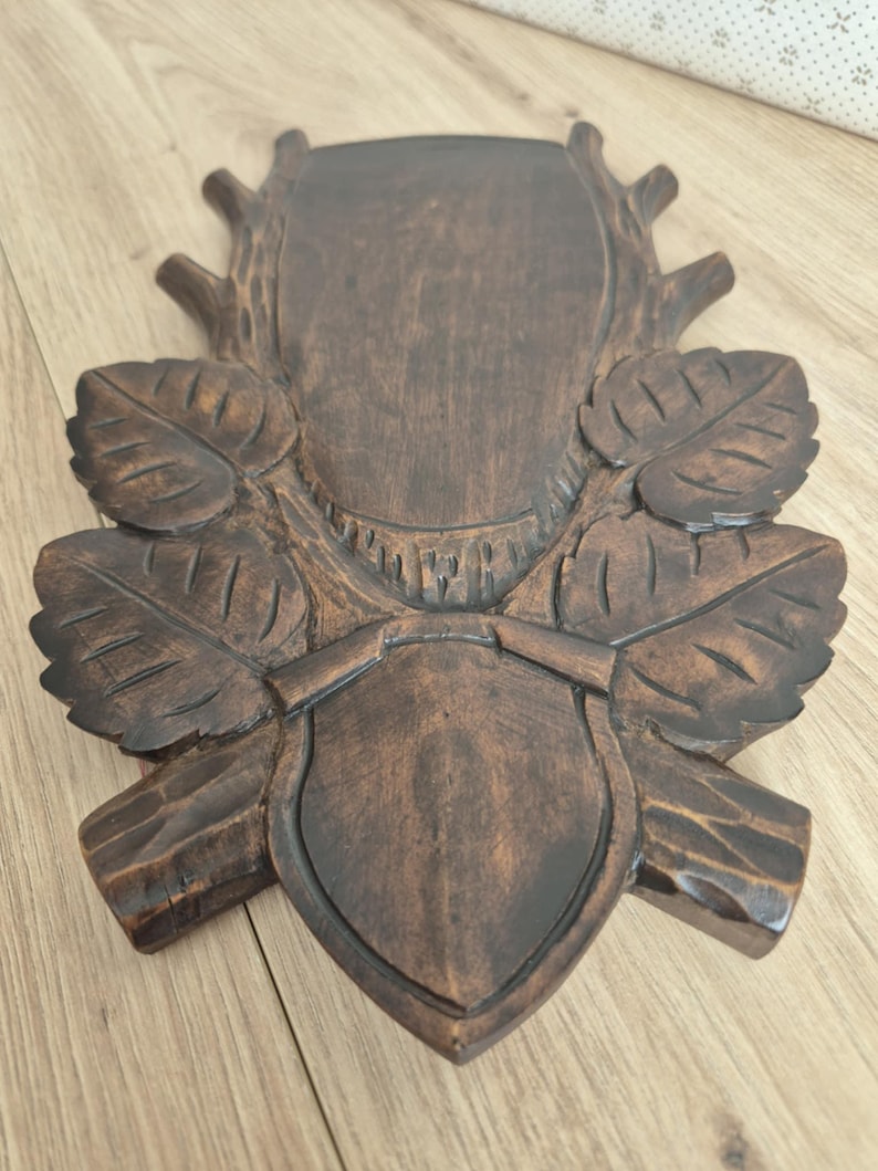 Hand-carved Wooden Antler Mount Plaque –hunting Lodge Decor - Linden ...