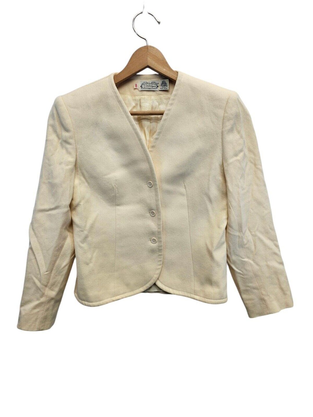 Vintage the Villager Pure Wool Cream Light Yellow 3 Button Blazer ...