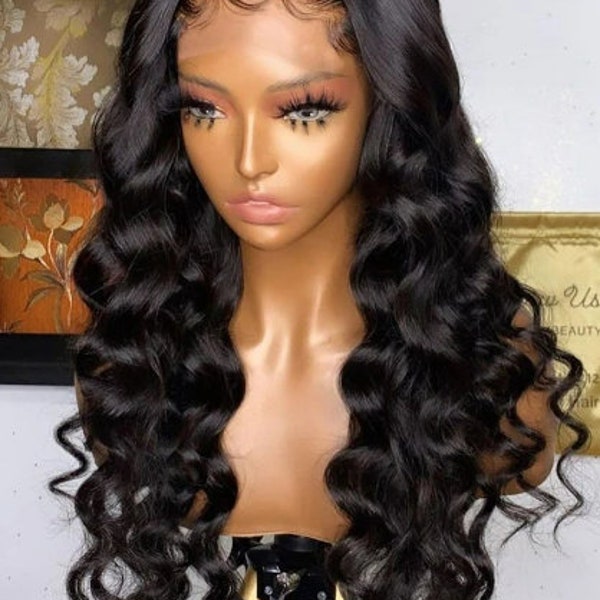 Transparent Lace Human Hair Wig - Etsy