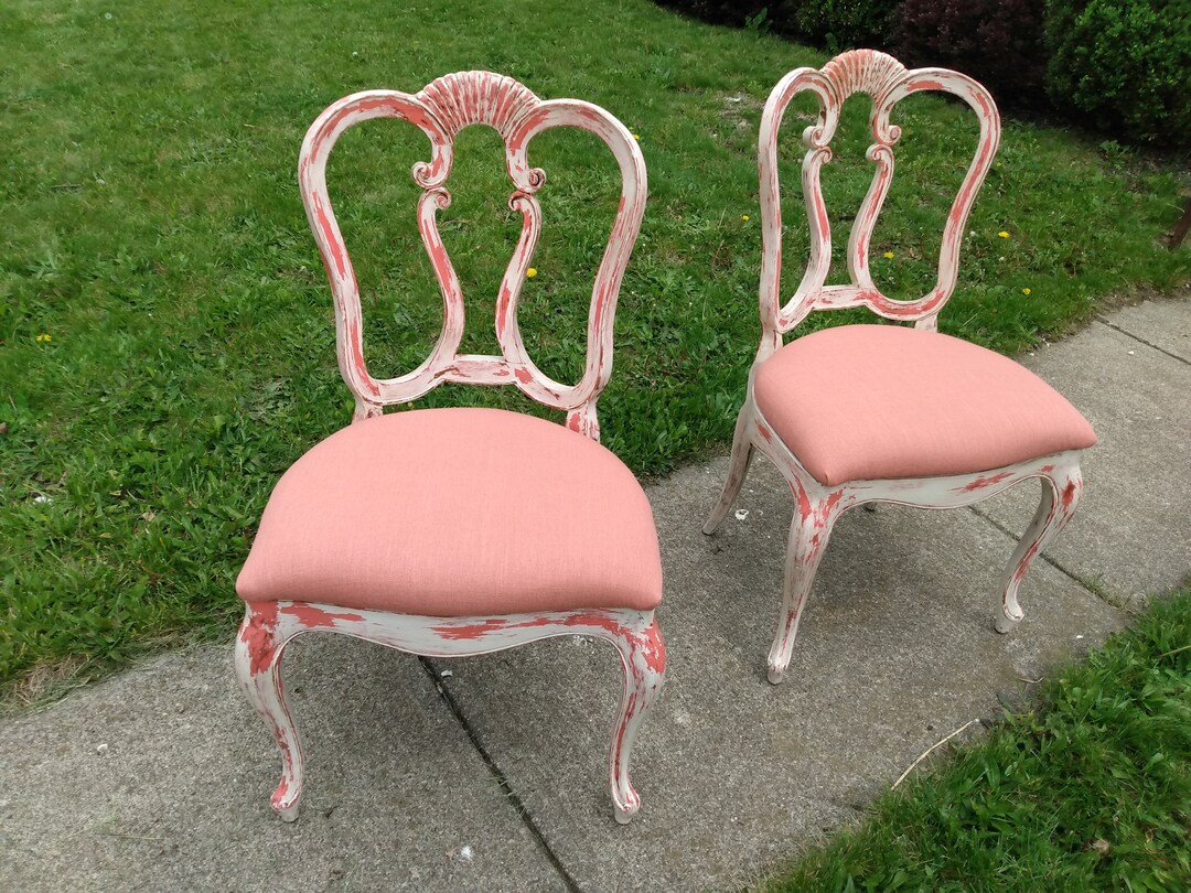 Set of 1920's Antique Painted Clamshell Back Wood Chairs - Etsy