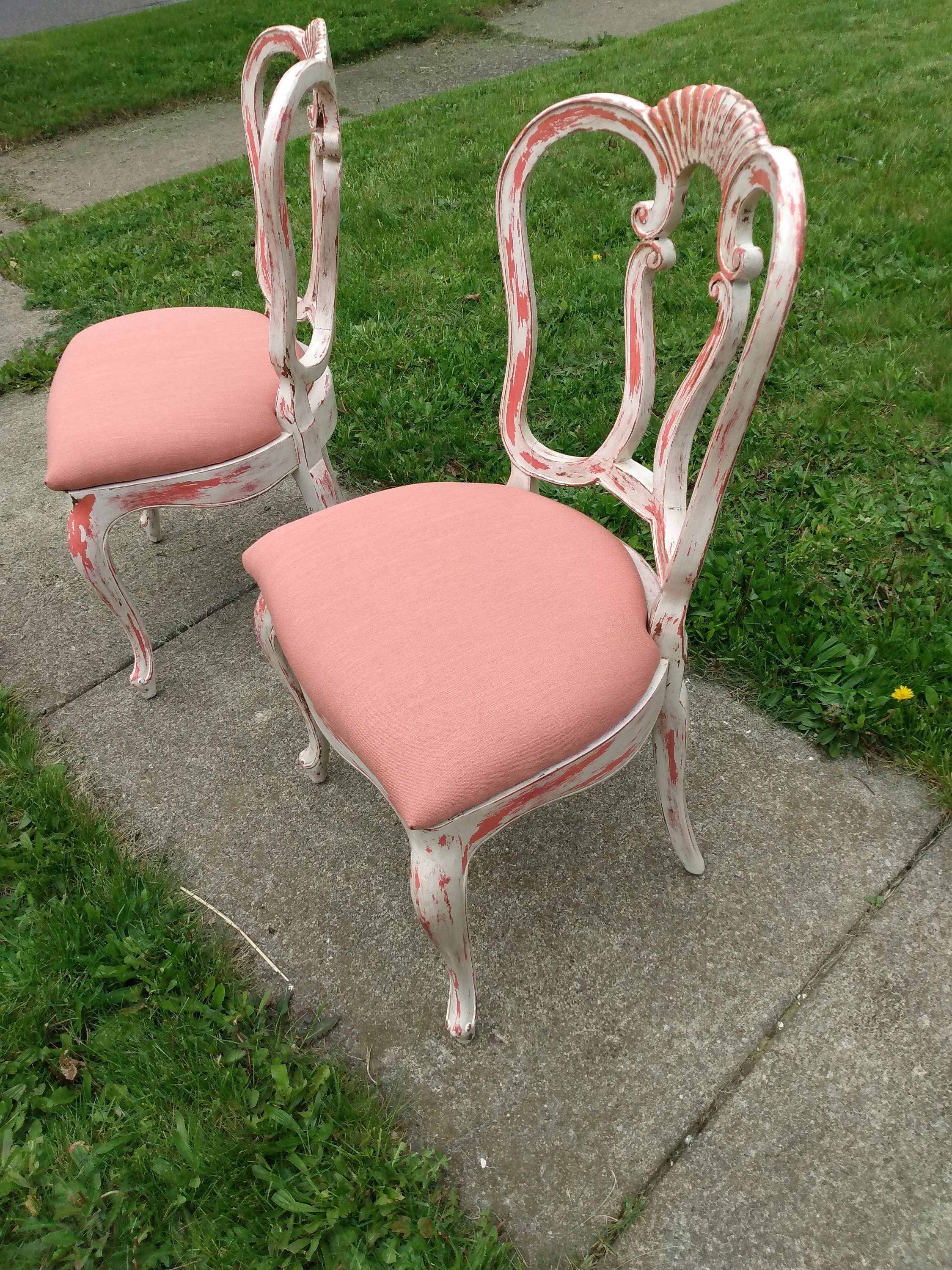Set of 1920's Antique Painted Clamshell Back Wood Chairs - Etsy