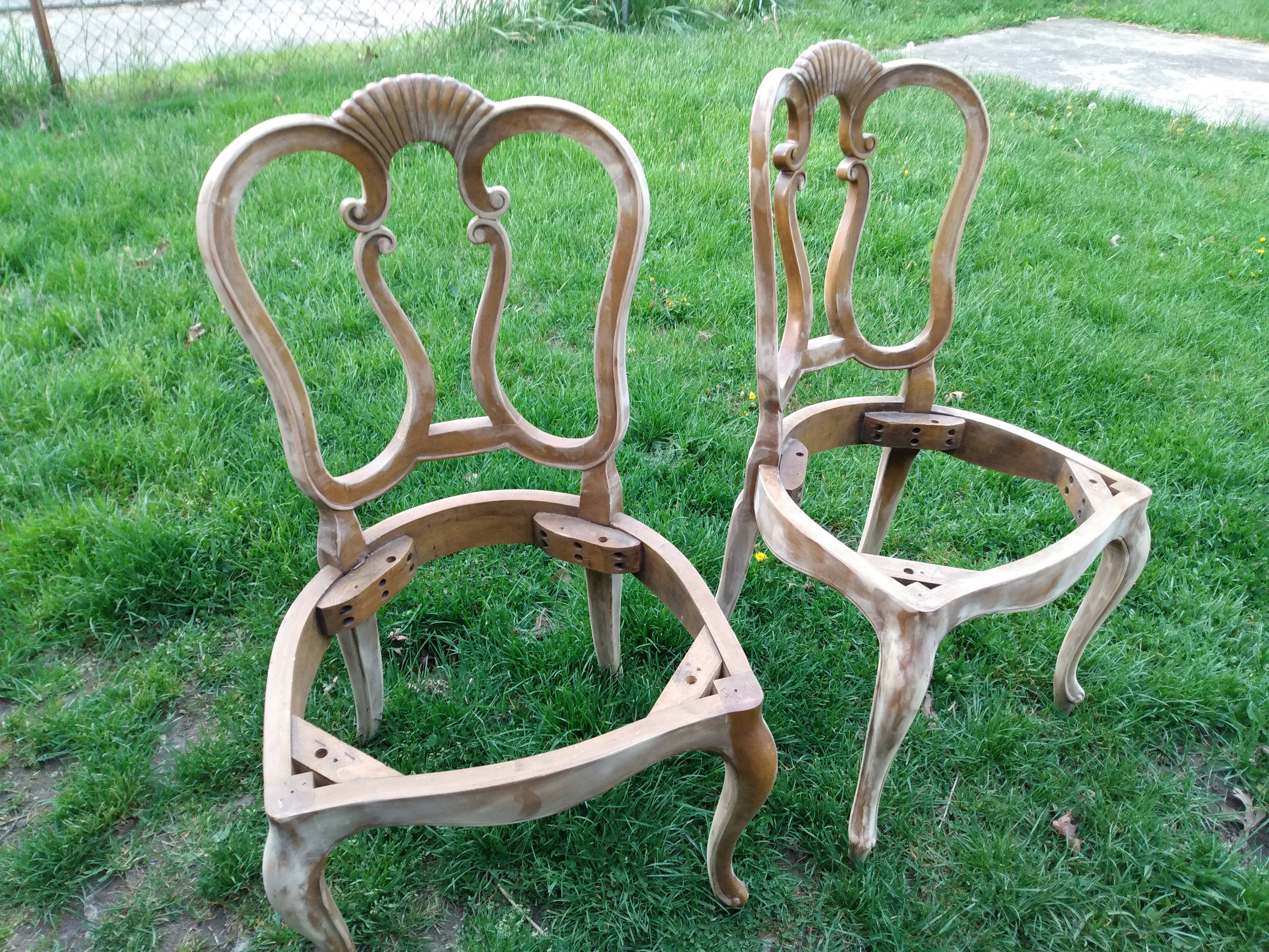 Set of 1920's Antique Painted Clamshell Back Wood Chairs - Etsy