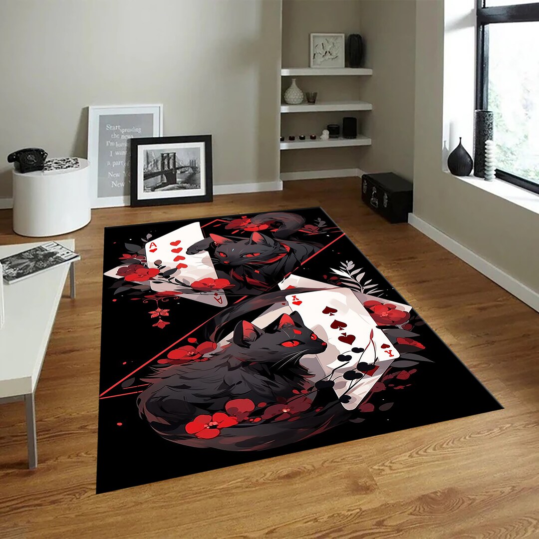 Cat Rug,playing Card Rug,game Card Rug,personalized Gift,gift for Hem ...