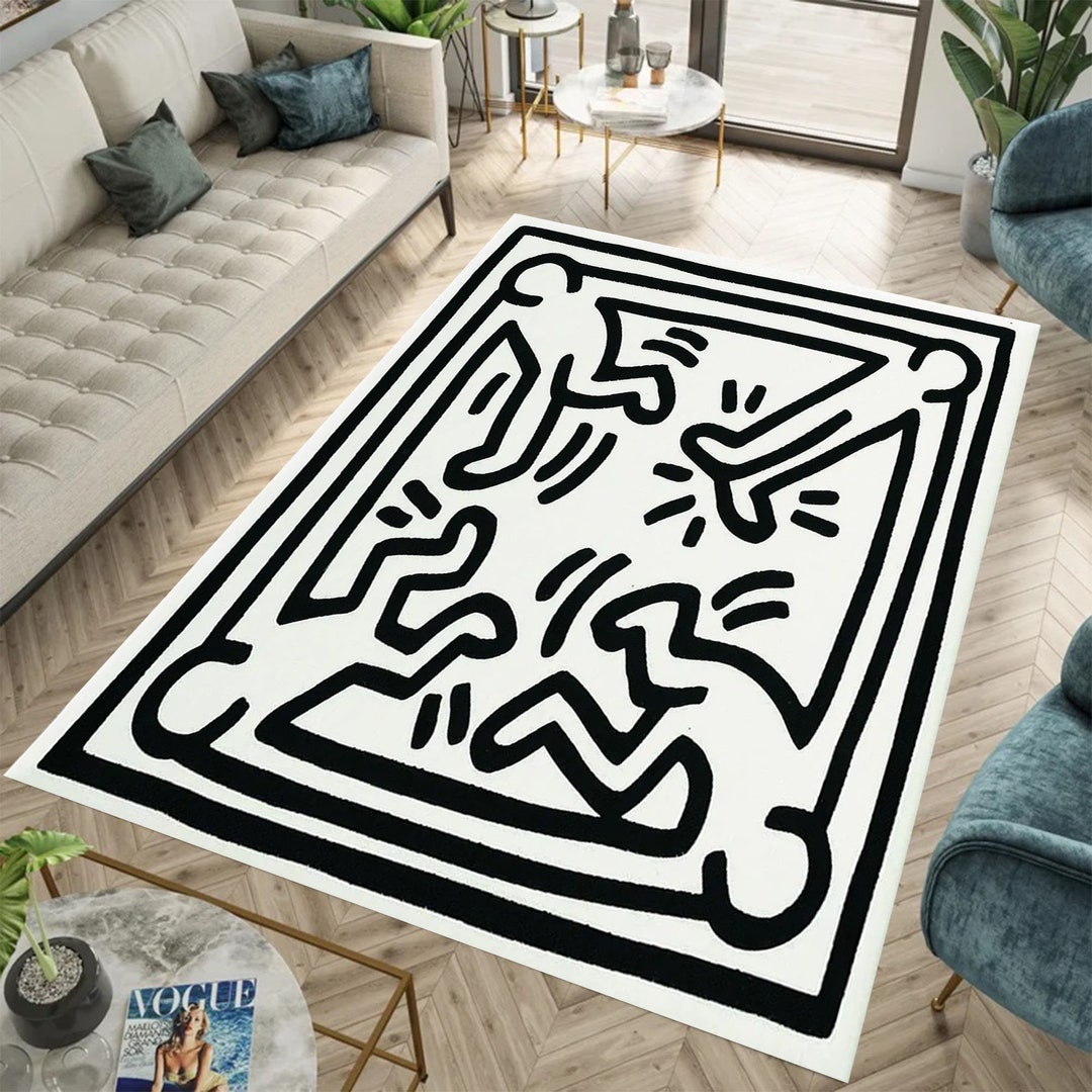 Keith Haring Rugkeith Rugstreet Art Rugline Art - Etsy