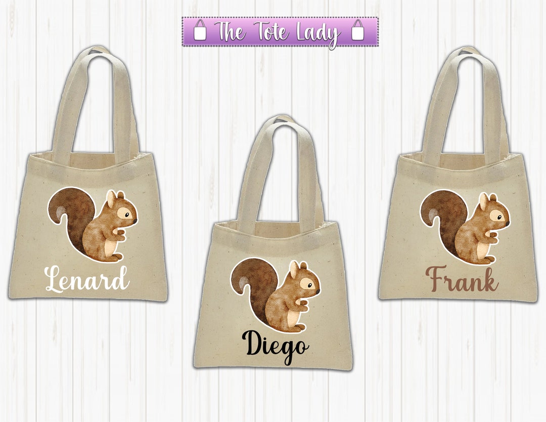 Squirrel Tote Bag, Cute Squirrel, Squirrel Lover, Woodland Party Favor ...