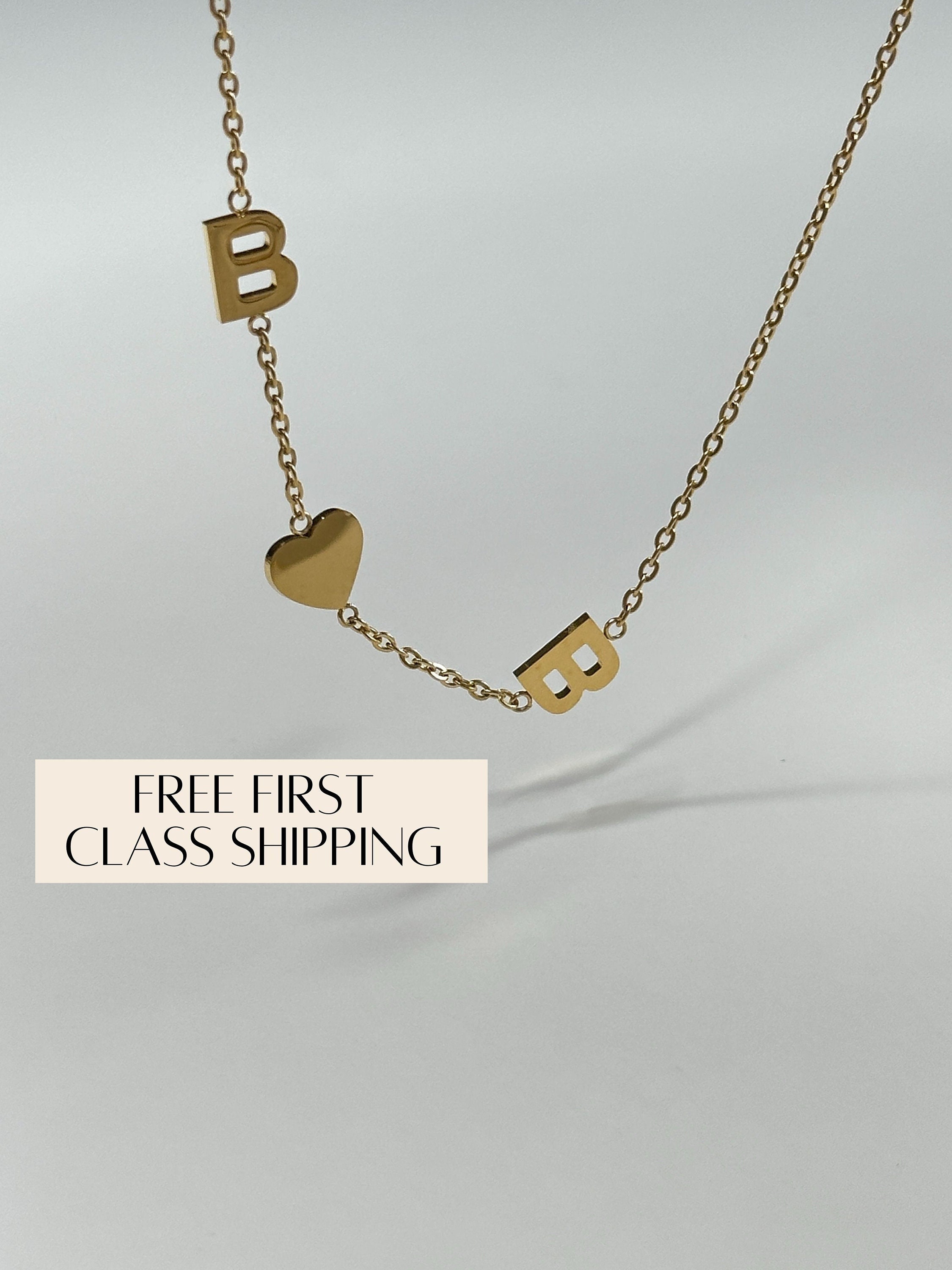 3 letter sideways initial necklace store