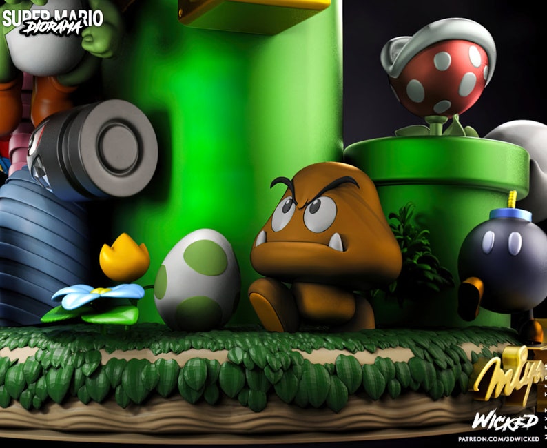 Super Mario Bros Diorama 3D Printed Unpainted DIY/RAW - Etsy