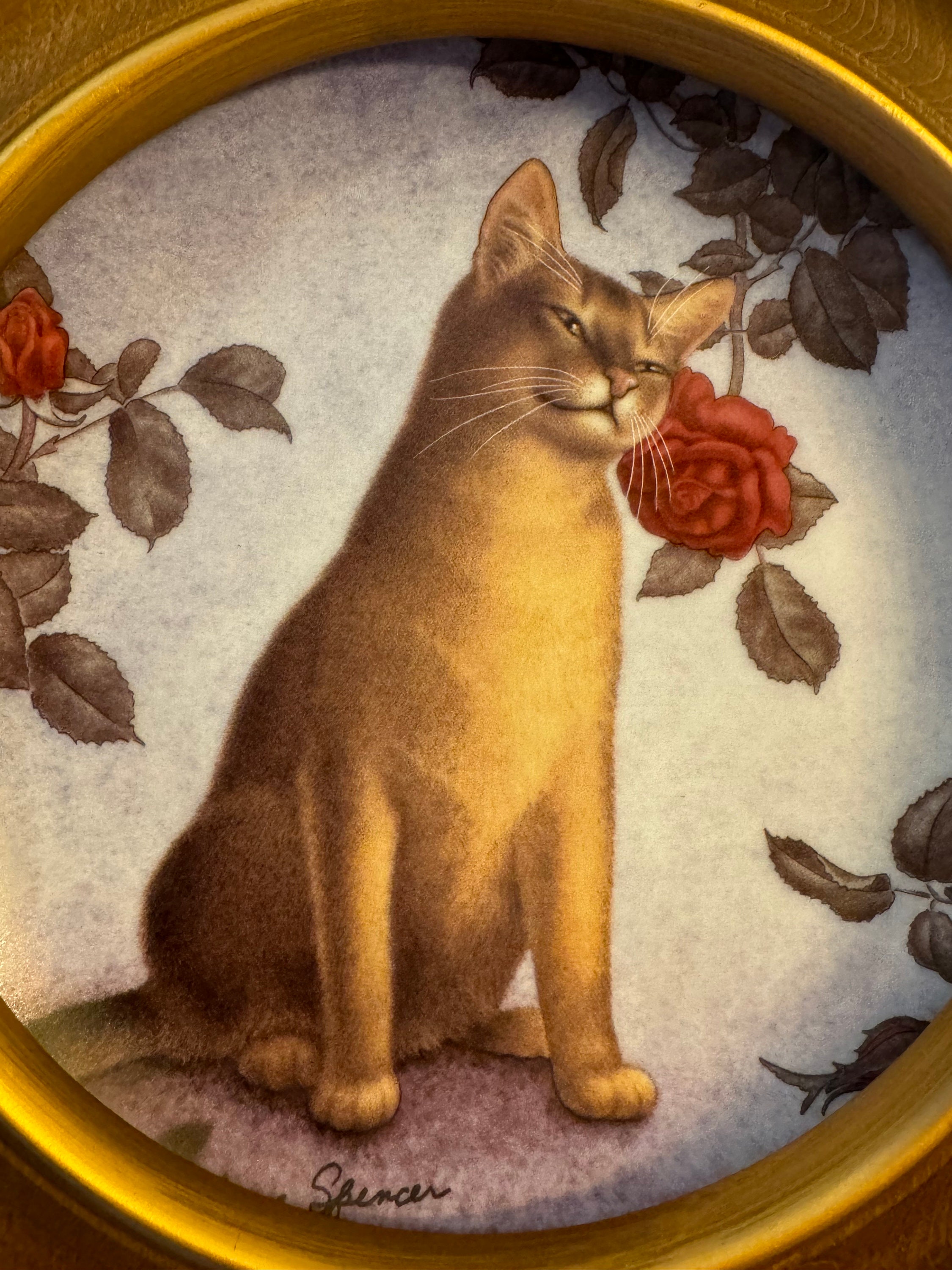 Vintage Cat Art, Framed Cat Plate, Cat Art Framed, Ceramic Cat Plate ...