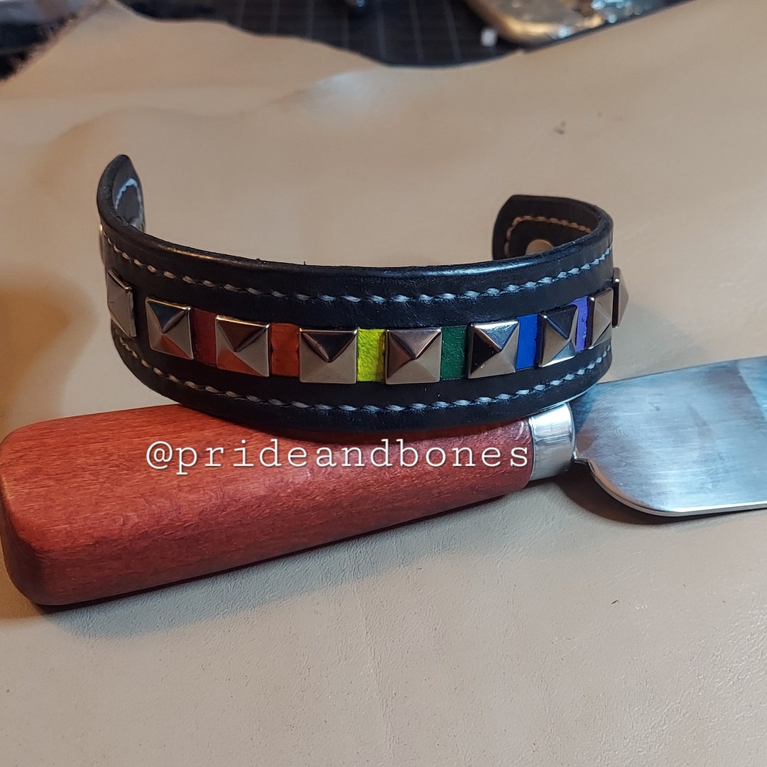 LGBTQIA Pride Punk/goth Leather Cuff Bracelet - Etsy