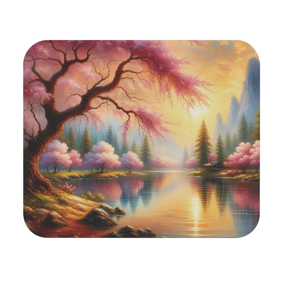 Cherry Blossom Mouse Pad, Scenic Desk Mat, Floral Gaming Mouse Pad ...
