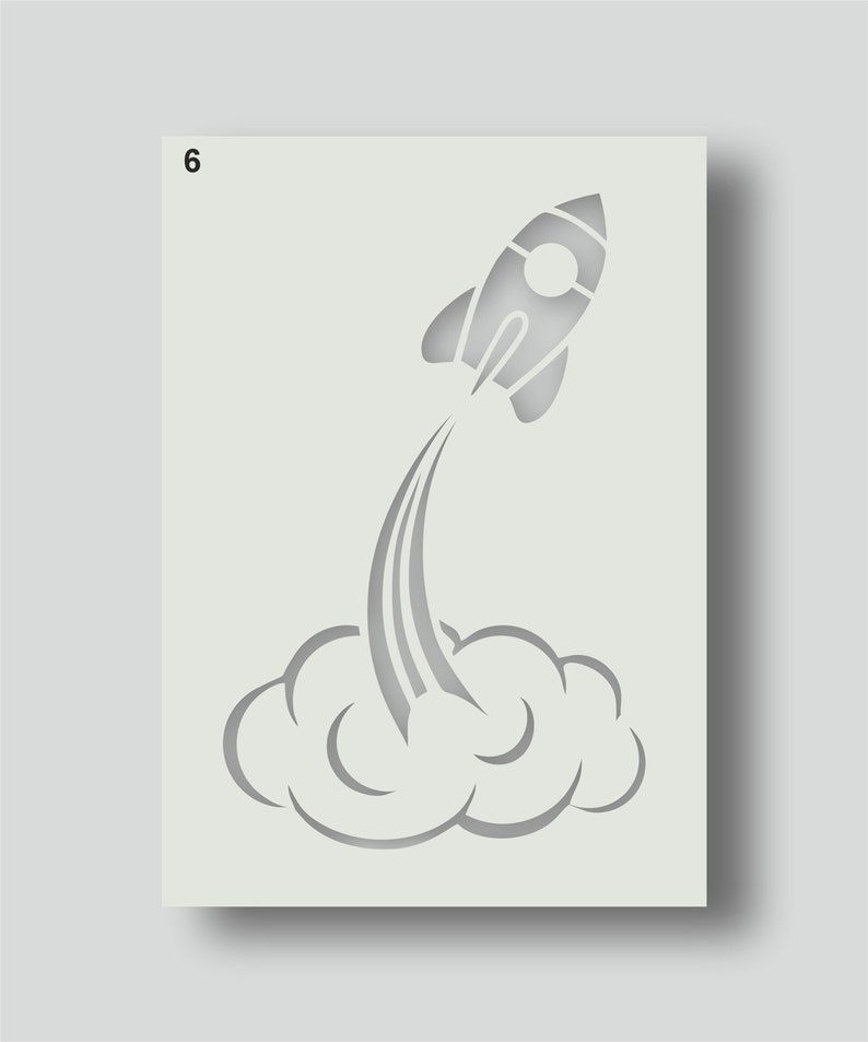 Space Rocket Stencils for Kids Bedroom, Nursery, Art & Craft. Various ...