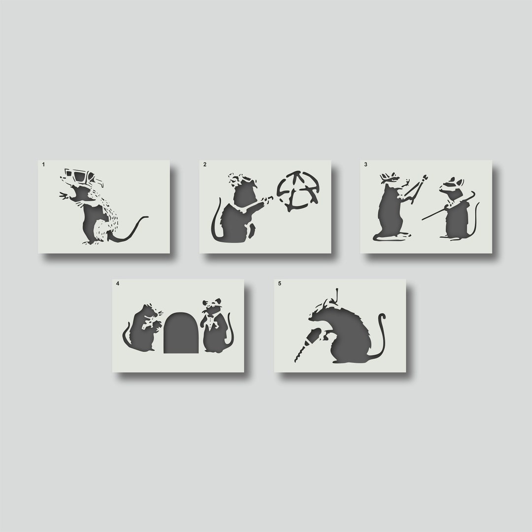 Banksy Rat Stencils for Wall Art, Home Décor, and Painting. Various ...