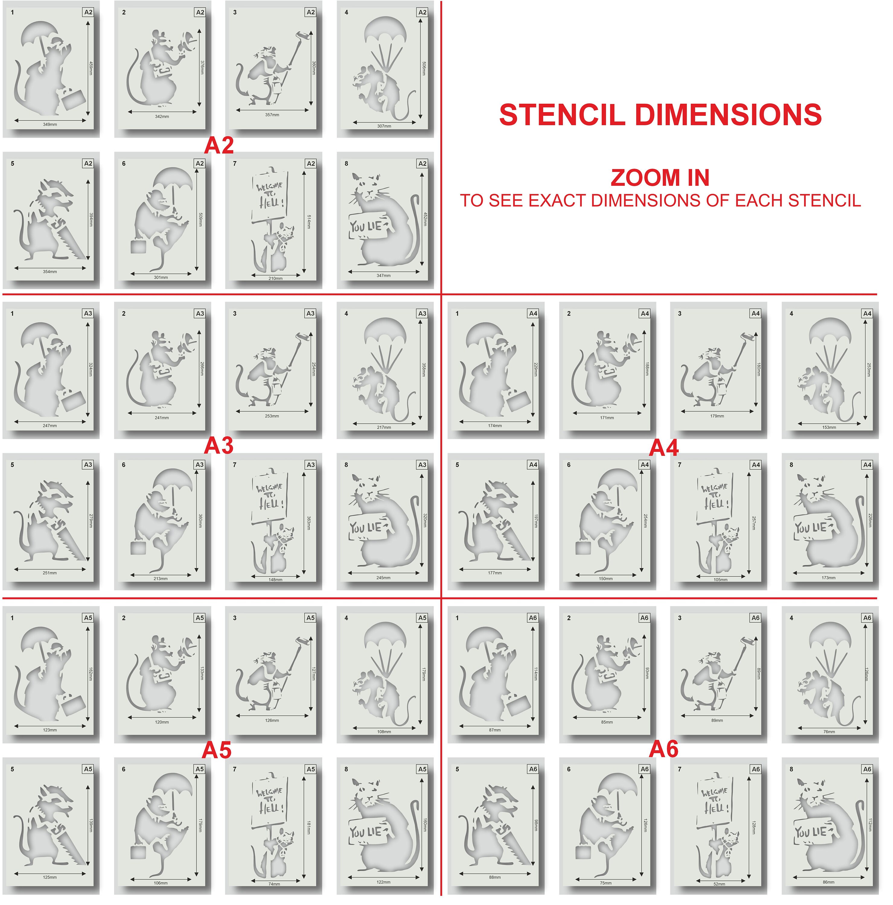 Banksy Rat Stencils for Wall Art, Home Décor, Painting, Various Style ...