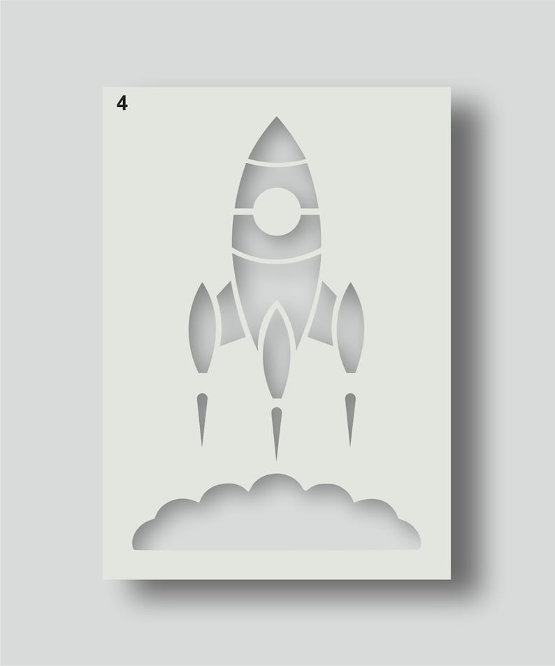 Space Rocket Stencils for Kids Bedroom, Nursery, Art & Craft. Various ...