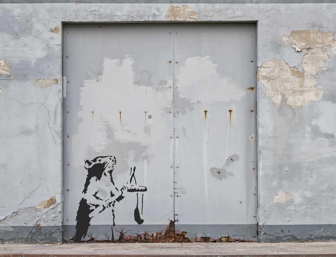 Banksy Catapult Rat Stencil Art - Urban Graffiti Decor. Various Size ...