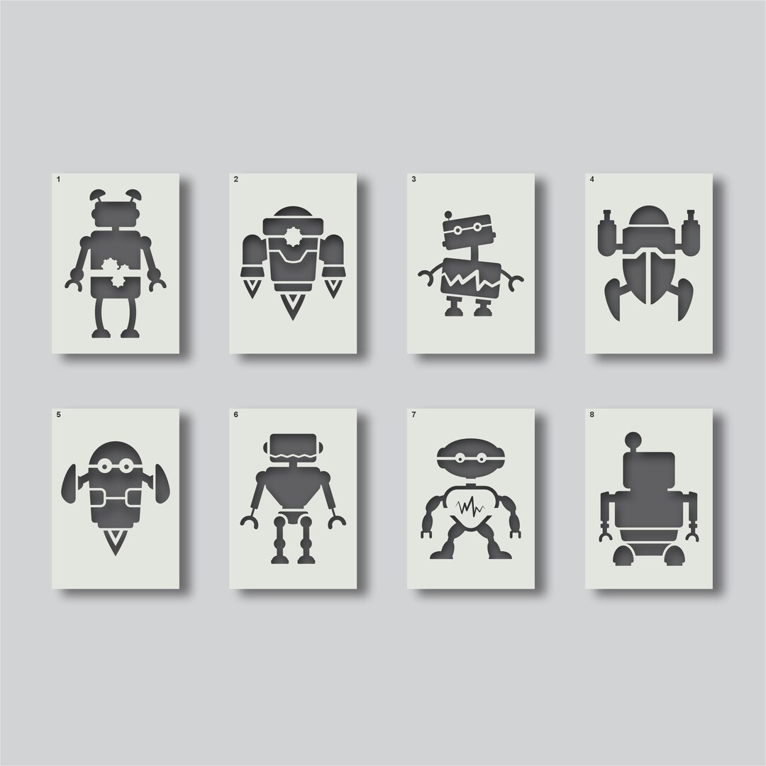 Robot Stencils for Kid's Bedroom Wall Decoration, Home Decor, Arts and ...