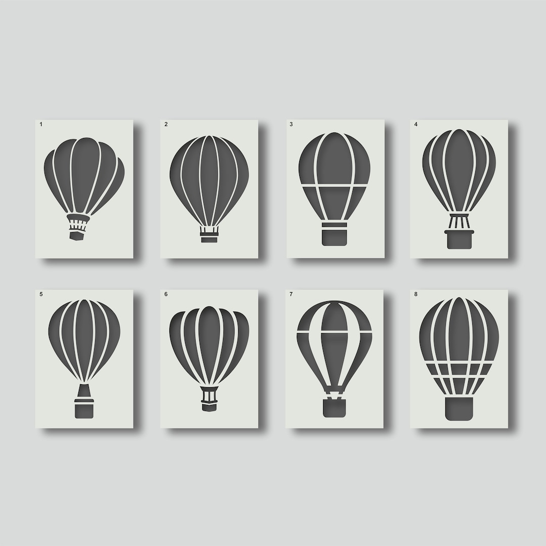 Hot Air Balloon Stencils for Nursery and Kids Bedroom Wall Art. Various ...