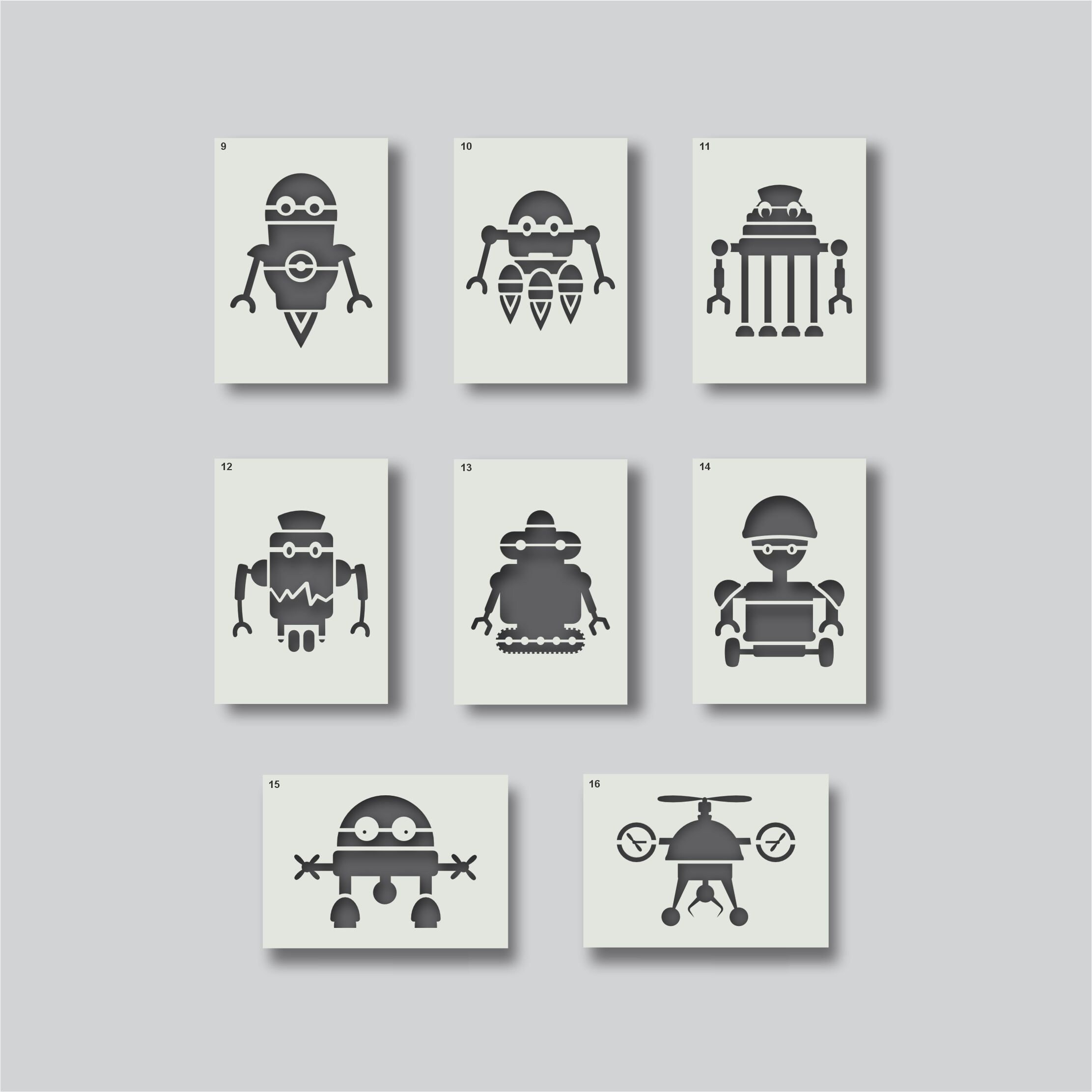 Robot Stencils for Kid's Bedroom Wall Decoration, Home Decor, Arts and ...
