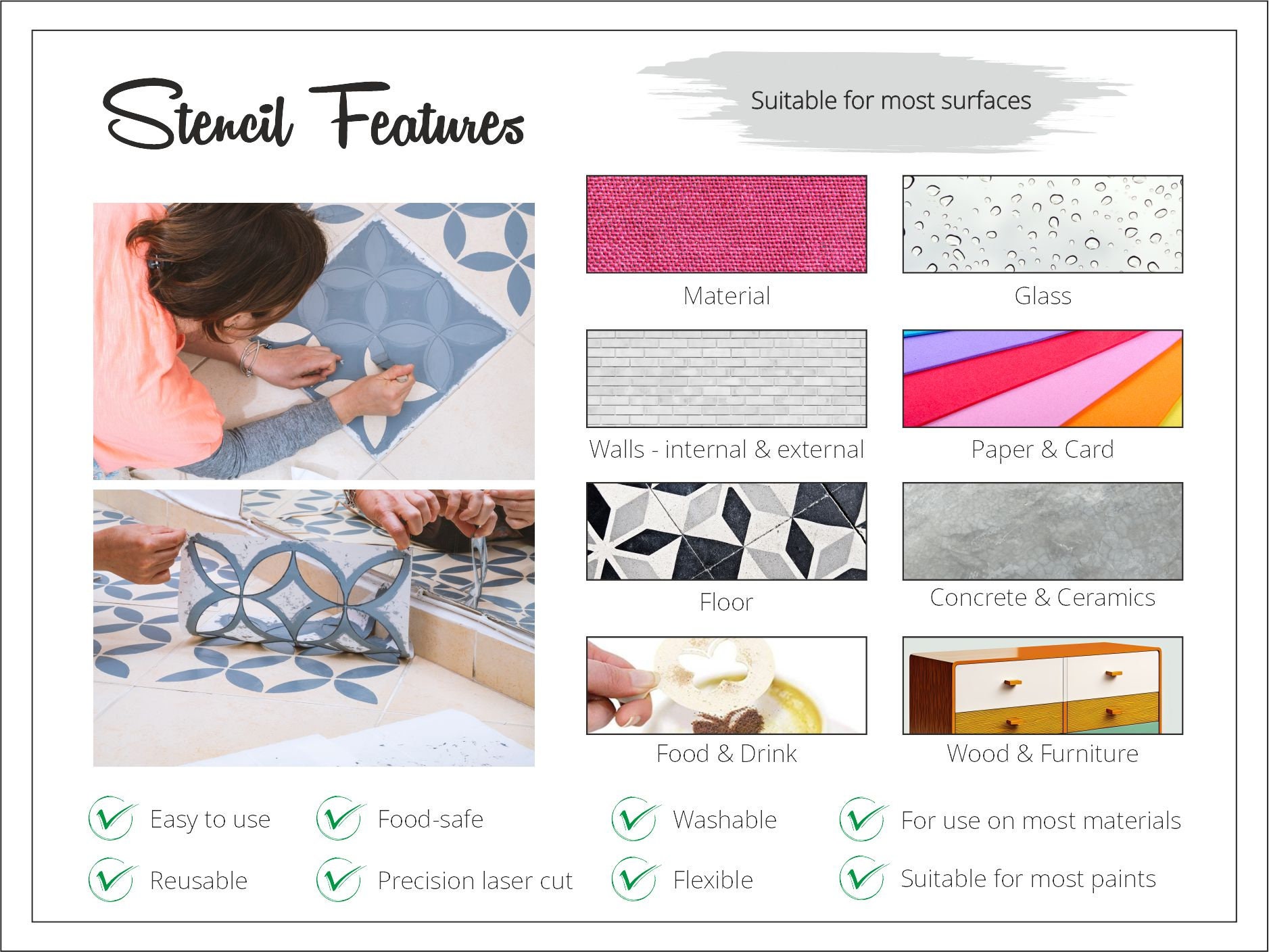 Festive Star Shape Stencils for Walls, Fabrics & Furniture, Home Decor ...