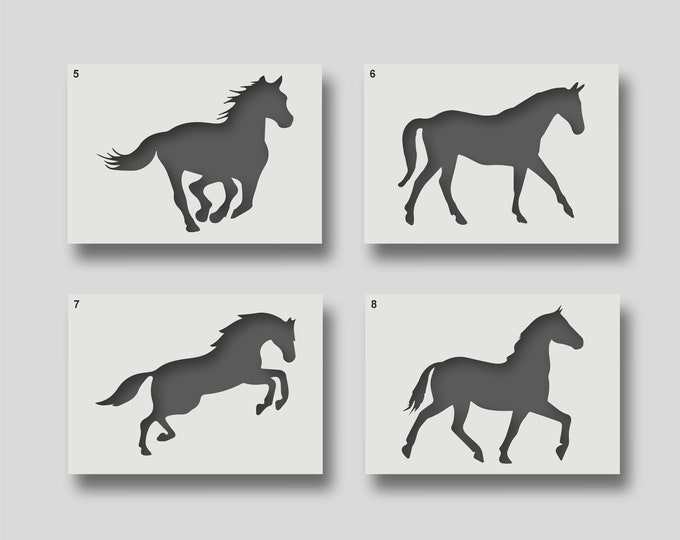 Pack of 3 Horse Stencils, 11x14, 8x10 and 5x7 Made From 4 Ply Matboard ...