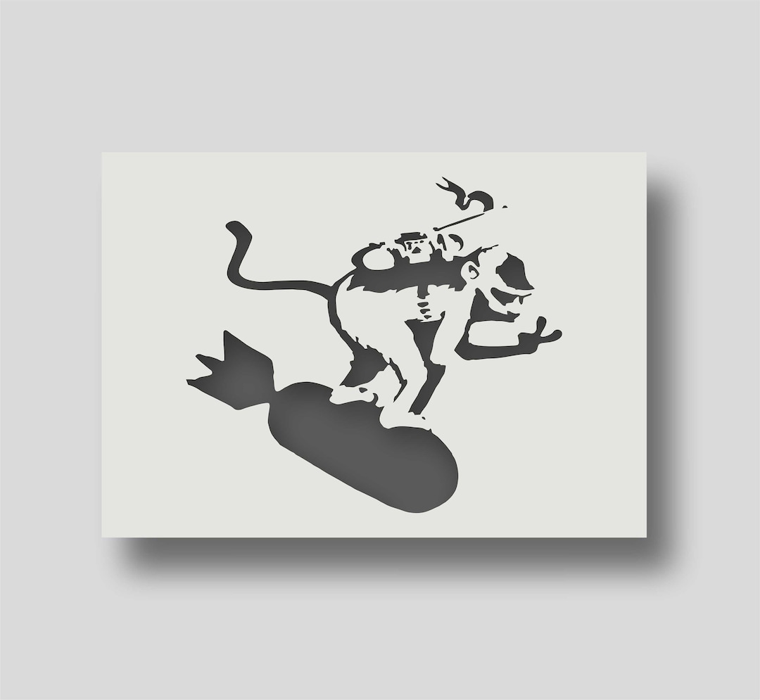 Banksy Bomb Surfing Monkey Stencil - Banksy Wall Art Stencil - Banksy Home Decor. Various Size ...