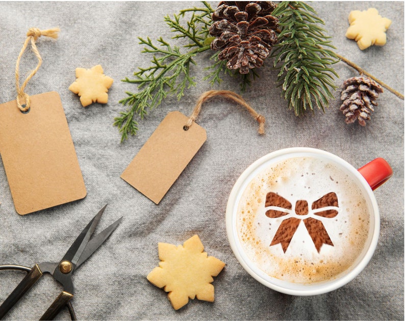 Christmas Coffee Duster Stencils, Decoration for Latte, Cappuccino, Hot ...