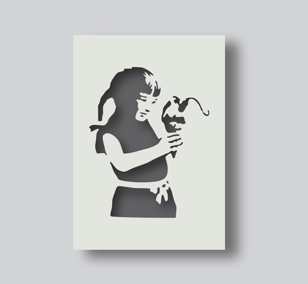 Banksy Dynamite Ice Cream Girl Stencil for Wall Art and Stencil ...