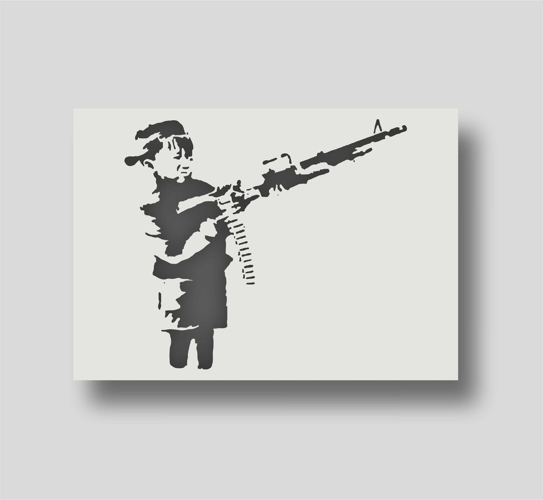 Banksy Boy With Crayon Gun Stencil-wall Art Stencil. Contemporary ...
