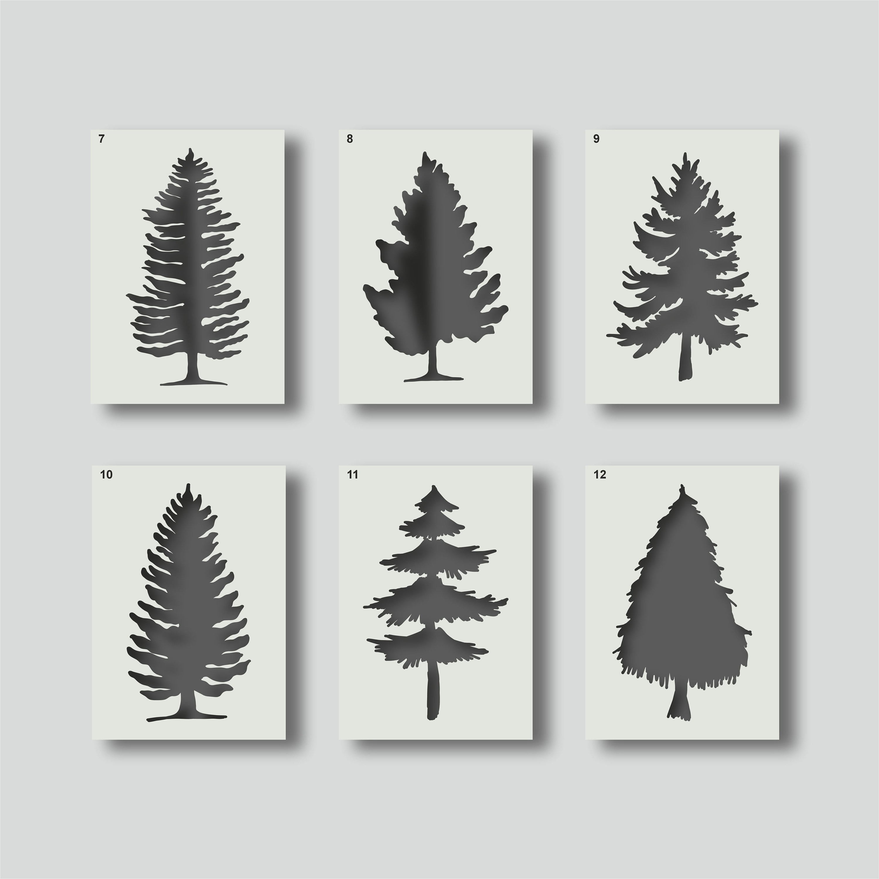 Reusable Pine Tree Stencils for Wall Art, Home Décor, Painting, Art & Craft, Various Design and ...