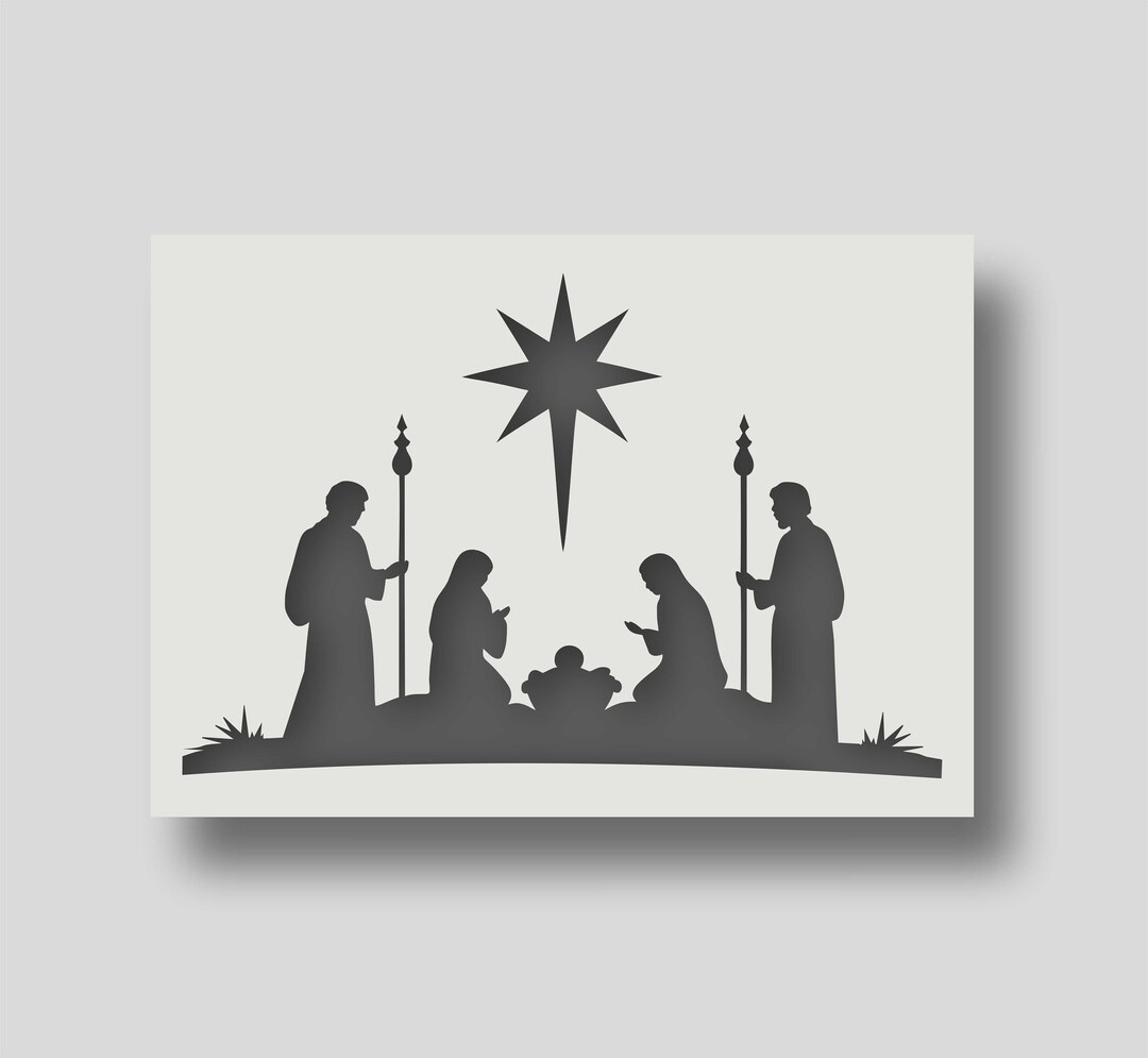 Nativity Stencil - Christmas Stencil - Christmas Card Making - Window ...