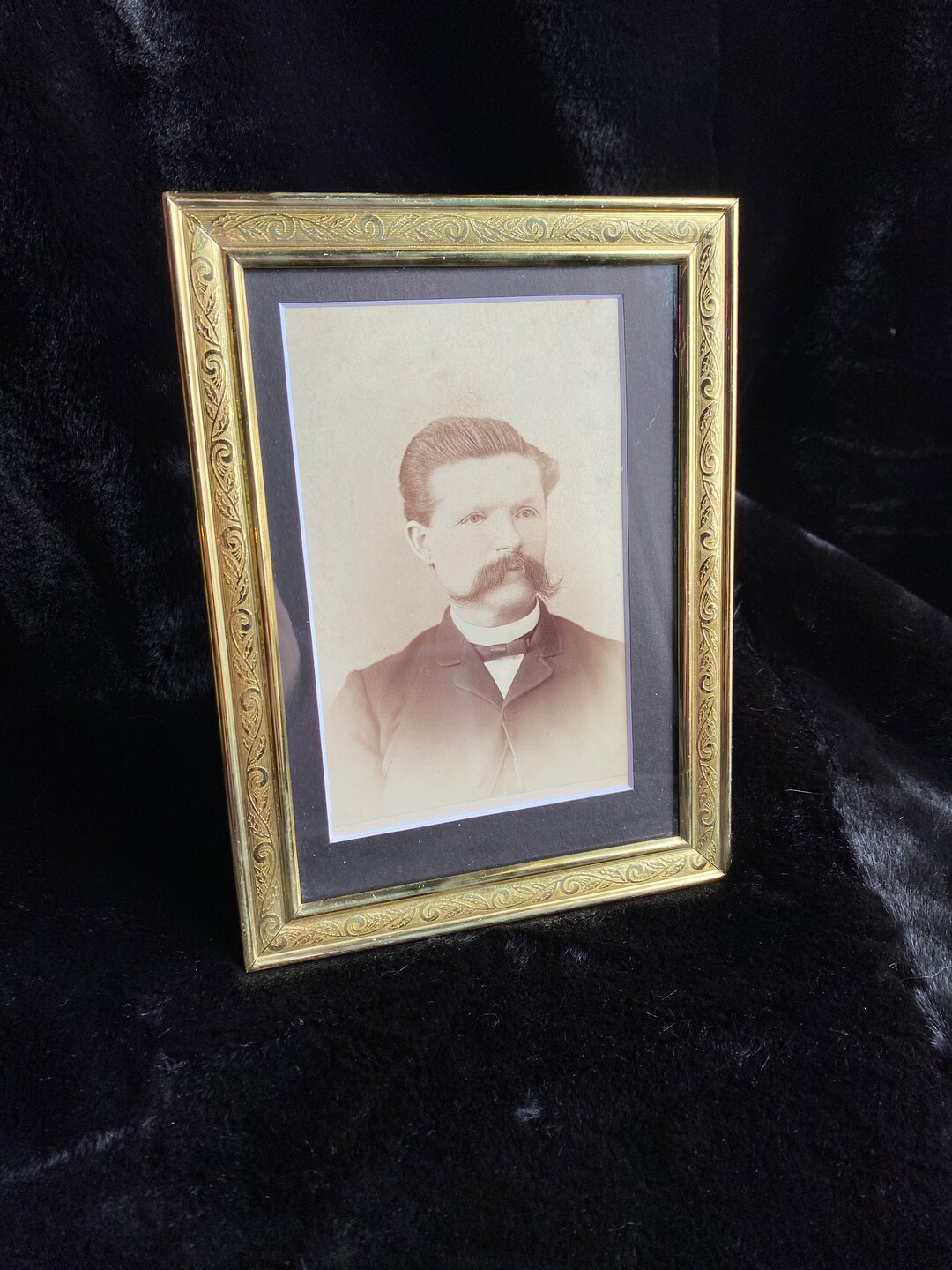 Sepia Photograph of a Man With Handlebar Mustache Framed and Matted ...