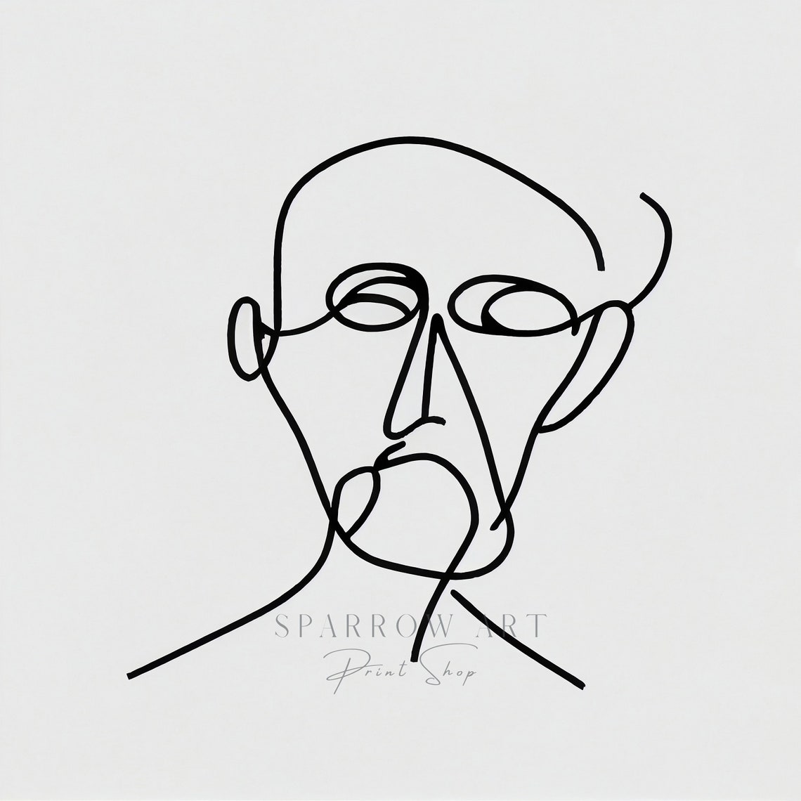 Grumpy Neighbor Classic Figure Line Drawing Modern - Etsy