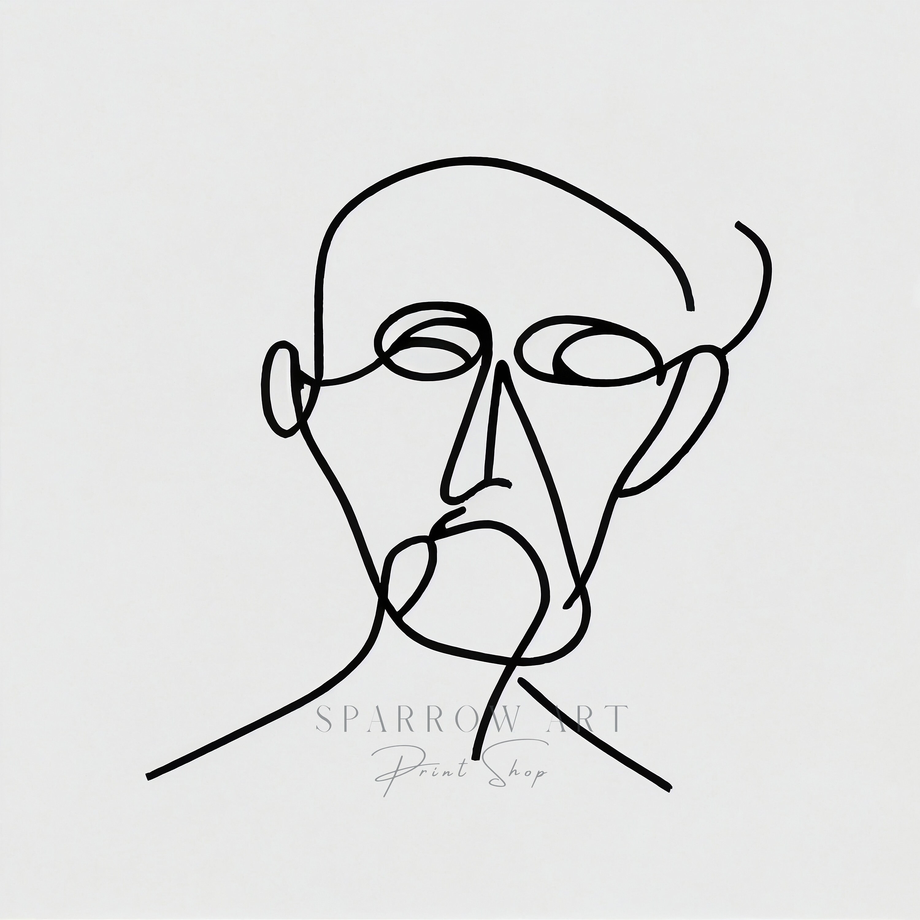 Grumpy Neighbor Classic Figure Line Drawing Modern - Etsy