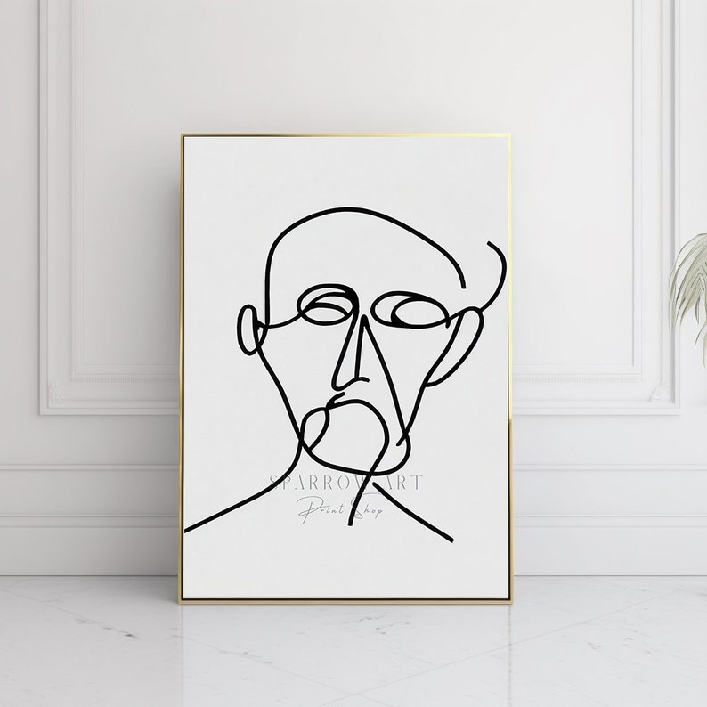 Grumpy Neighbor Classic Figure Line Drawing Modern - Etsy
