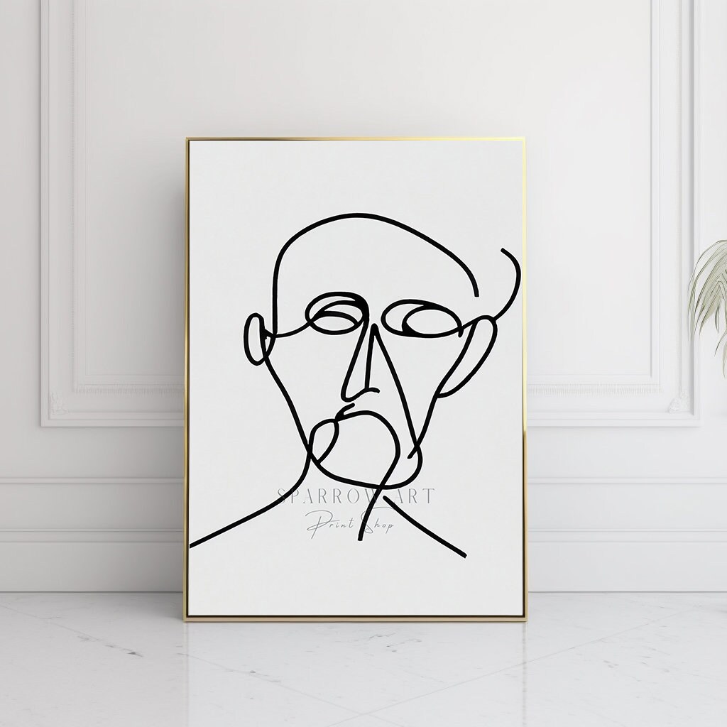 Grumpy Neighbor Classic Figure Line Drawing Modern - Etsy