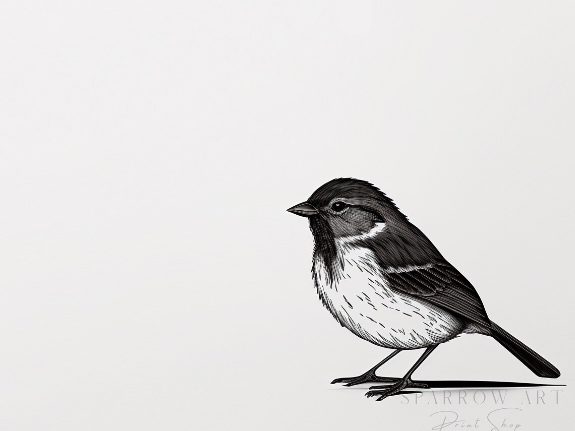 Sparrow Study 2 Modern Sparrow Sketch Art Printable - Etsy
