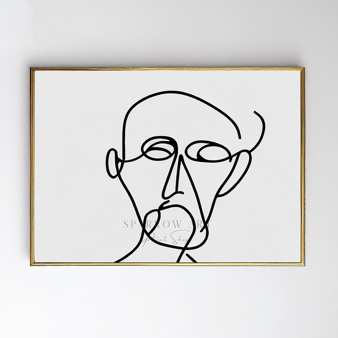 Grumpy Neighbor - Classic Figure Line Drawing, Modern Printable ...
