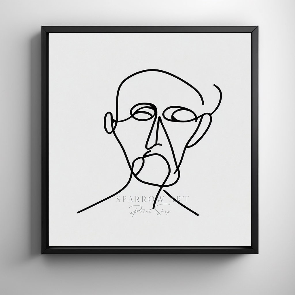 Grumpy Neighbor Classic Figure Line Drawing Modern - Etsy