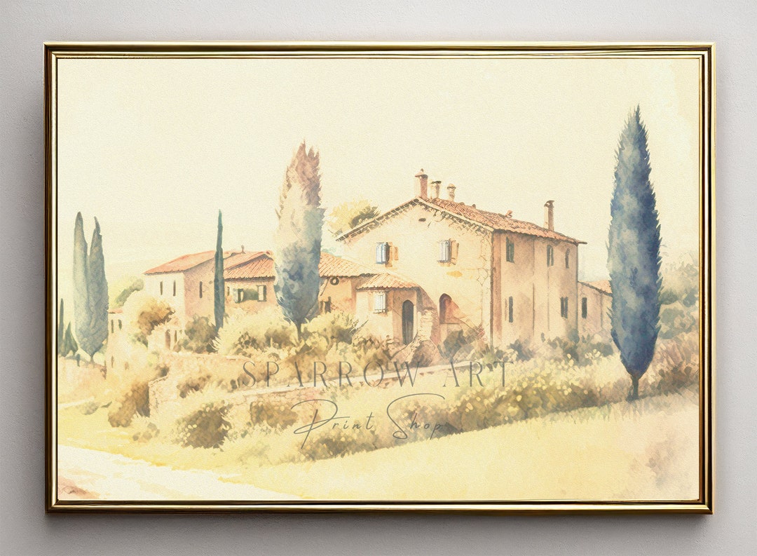 Country Cottage Classic Italian Villa Painting, Printable Italian ...